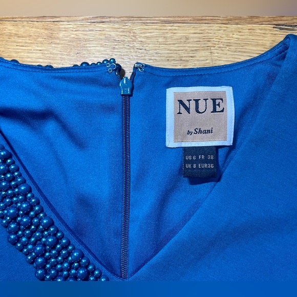 Nue by Shani | Dresses | Nue By Shani Azure Blue Beaded Surplice Dress ...